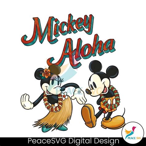 Funny Disney Mickey Aloha Hawaiian Travel Png Digital Download Peace Svg