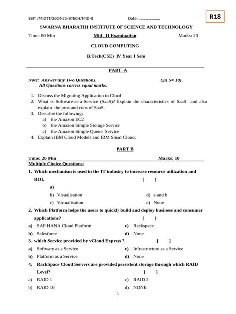 Cloud Computing Mid Ii Pdf Cloud Computing Software As A Service