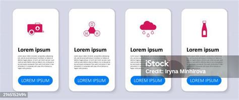 세트 물병 비가 있는 구름 화학식 H2o 및 모바일 탱크 비즈니스 인포그래픽 템플릿입니다 벡터 개념에 대한 스톡 벡터 아트 및 기타 이미지 Istock