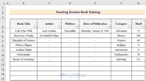How To Catalog Books In Excel 2 Methods Exceldemy