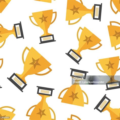 트로피 컵 완벽 한 패턴 배경입니다 비즈니스 평면 벡터 일러스트입니다 수상 수 상자 기호 패턴입니다 1에 대한 스톡 벡터 아트 및 기타 이미지 Istock
