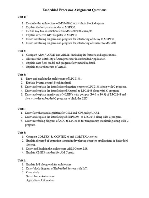 Embedded Processor Assignment Pdf Technology And Engineering