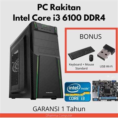 Jual PAKET CPU PC RAKITAN Komputer Kantor Intel Core I3 6100 DDR4 Gen 6 Shopee Indonesia