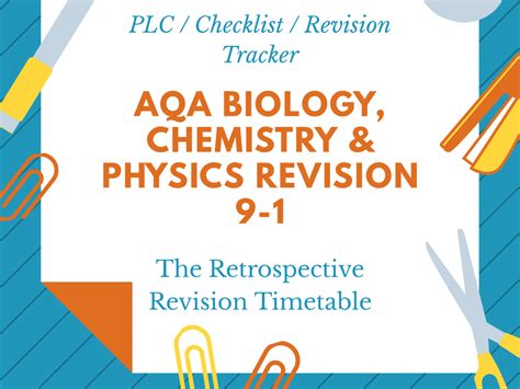 Aqa Gcse Science Triple Biology Chemistry And Physics Revision Tracker