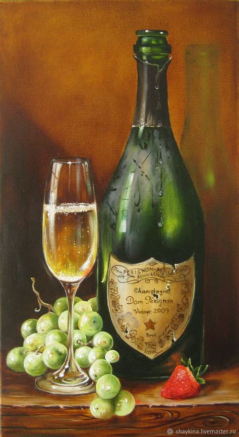 Картина маслом Шампанское и клубника Натюрморт маслом на холст в интернет магазине на Ярмарке