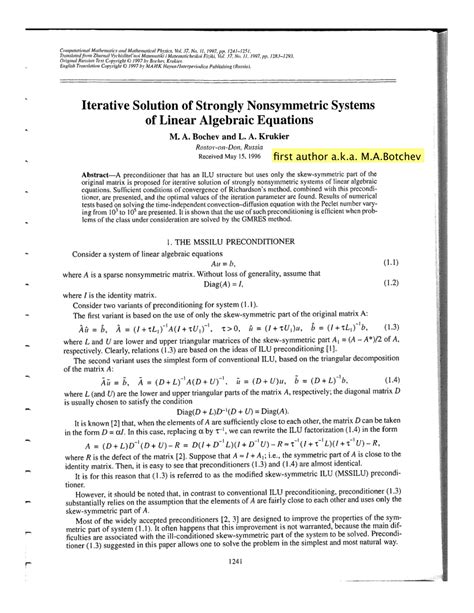 Pdf Alternatively Triangular Screw Symmetric Iterative Method For Solving Linear Systems With
