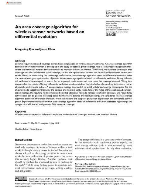Pdf An Area Coverage Algorithm For Wireless Sensor Networks Based On