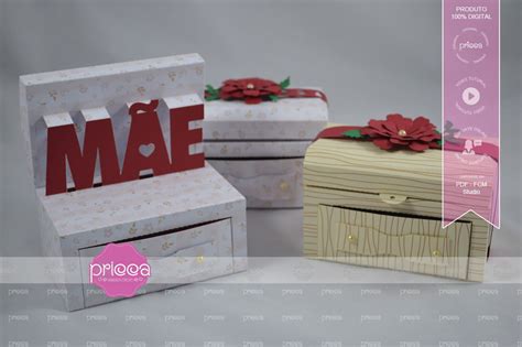 Kit de moldes para caixas pop up Mãe Tia e Avó