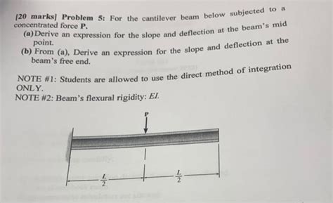 [solved] [20 marks] problem 5 for the cantilever beam bel