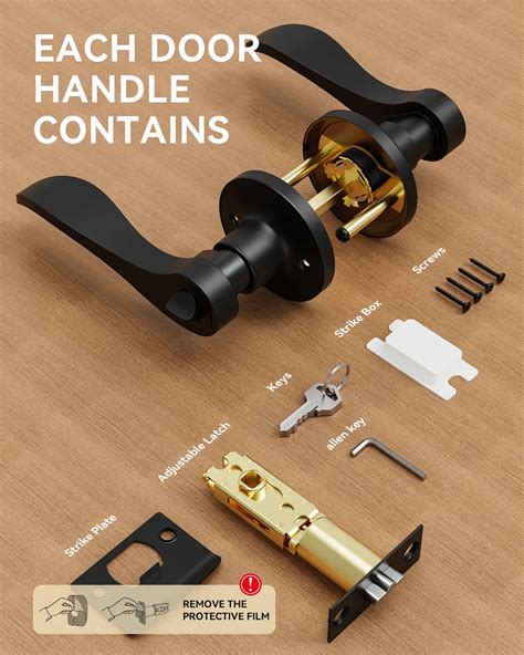 Matte Black Door Handle With Lock Lever Entry Set Tdchinges