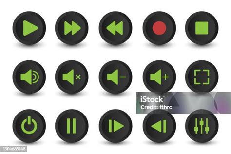 미디어 플레이어 버튼 아이콘 설정 멀티미디어 기호 격리 된 벡터 그림 누름 버튼에 대한 스톡 벡터 아트 및 기타 이미지 누름 버튼 그만해 손짓 Mp3 플레이어
