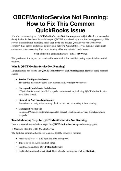 Ppt Qbcfmonitorservice Not Running How To Fix This Common Quickbooks Issue Powerpoint