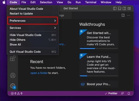 comment ouvrir settings json dans vs code