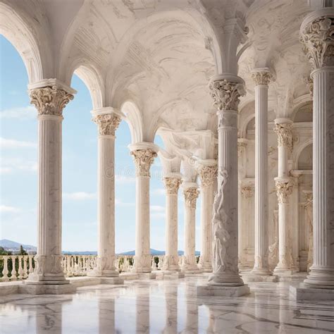 Elegant Classical Architecture With White Marble Columns And Historic Charm Stock Illustration