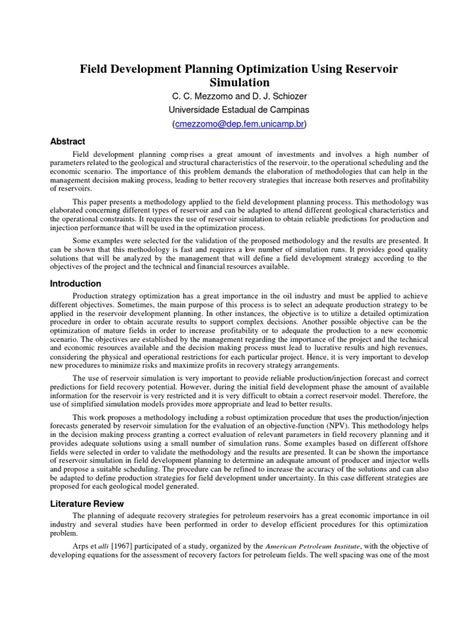 Field Development Planning Optimization Using Rese Pdf Computer Simulation Mathematical