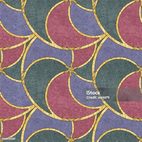 트레이서리 원활한 패턴입니다 원 세그먼트 모자이크 스테인드 글라스 스타일의 그림 배경 화면 섬유 인쇄 타일에 대 한 원활한