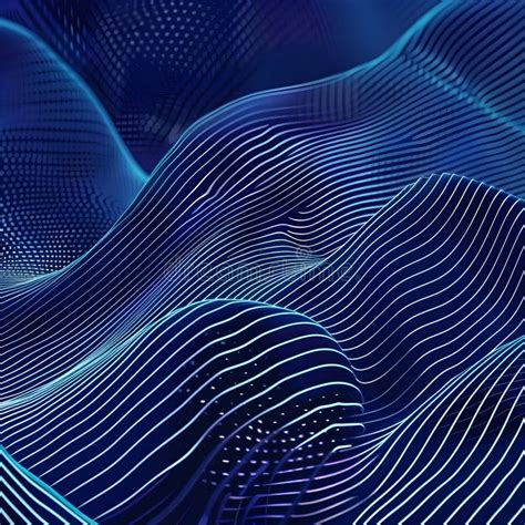 Abstract Blue Background With Wavy Lines Forming From Data Stock