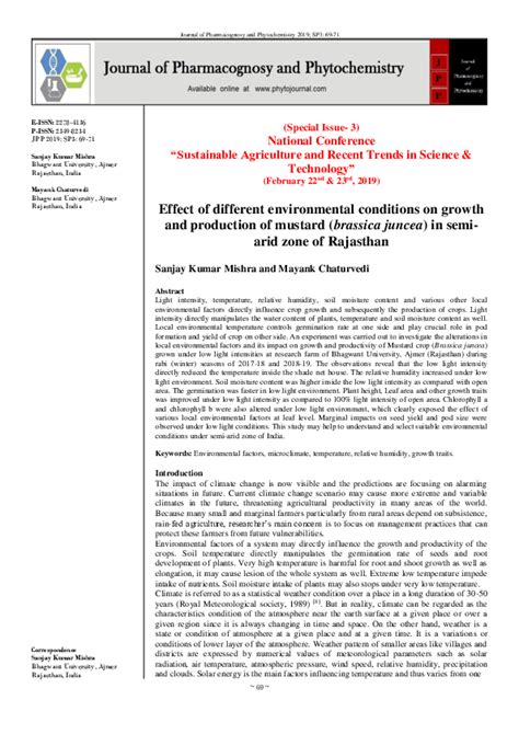 Pdf Effect Of Different Environmental Conditions On Growth And