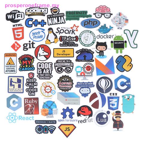 Prosperoneframe 50pcs Internet Java Stickers Programmer Diy Suitcase