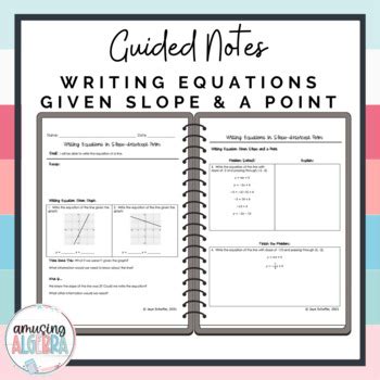 Algebra Writing Linear Equations Given Slope And Point Scaffolded Guided Notes