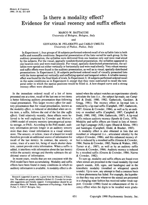 Pdf Is There A Modality Effect Evidence For Visual Recency And
