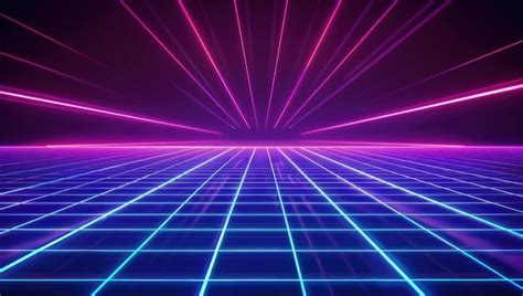 Neon Grid Lines Premium Ai Generated Image
