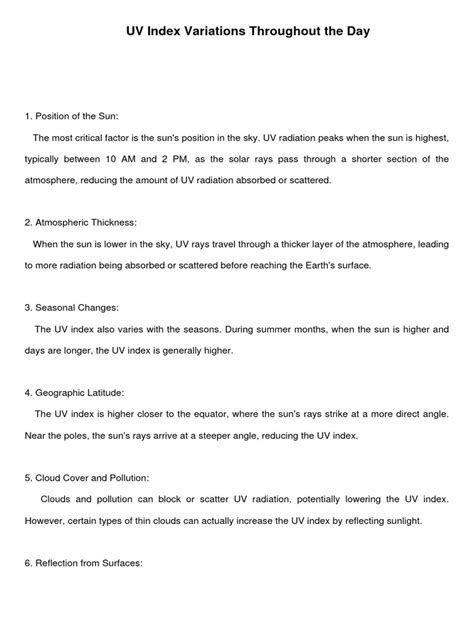 Uv Index Variations Throughout The Day Pdf