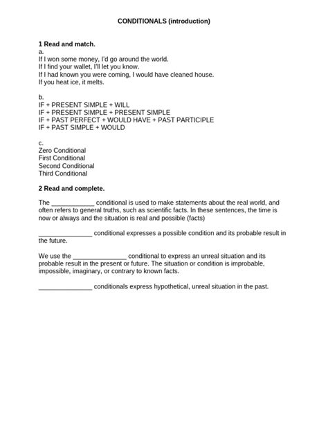 Conditionals Introduction Pdf