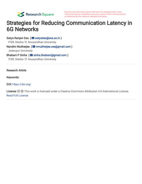 Pdf Strategies For Reducing Communication Latency In 6g Networks