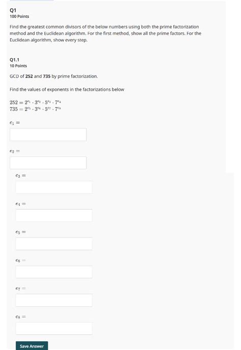 Solved Q1 100 Points Find The Greatest Common Divisors Of