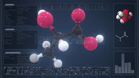 Overview Of The Molecule Of Lactic Acid On The Computer Screen 3d Rendering Stock Illustration