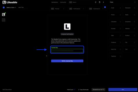 Likeable Forms Adding License Key