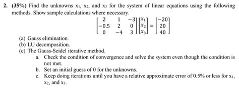 solved 35 ﻿find the unknowns x1 x2 ﻿and x3 ﻿for the