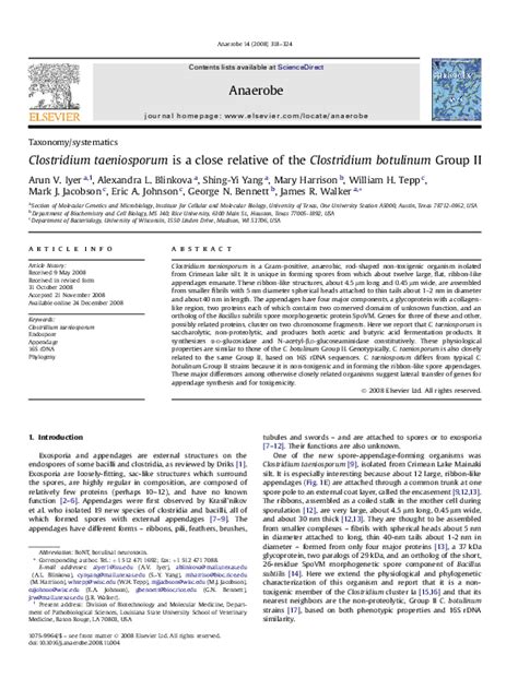 Pdf Clostridium Taeniosporum Is A Close Relative Of The Clostridium