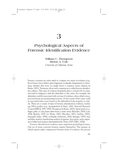 psychological aspects of forensic identification evidence pdf dna