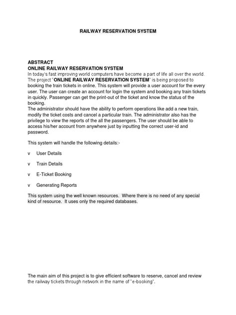 railway reservation system pdf microsoft access user computing