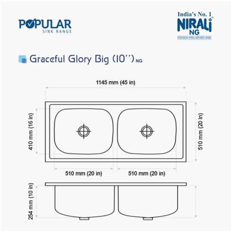 Nirali Ng Aisi 304 Grade Stainless Steel Double Bowl Kitchen Sink Grac