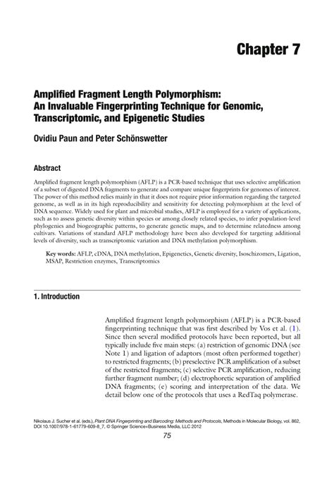 Pdf Amplified Fragment Length Polymorphism An Invaluable