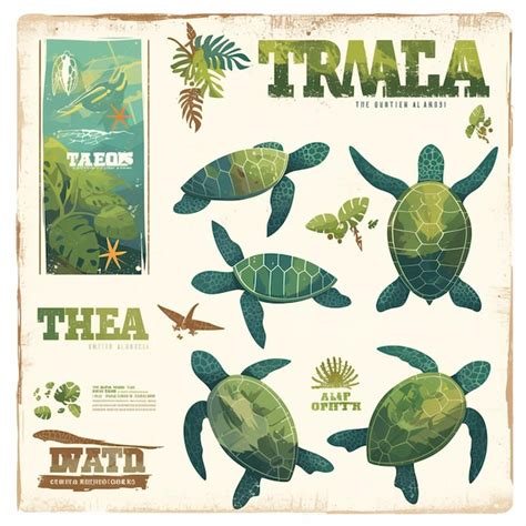 Indonesian Sea Turtle Patterns With Natural Elements Premium Ai Generated Vector