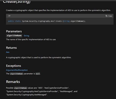 aes create returns null · issue 70290 · dotnet runtime · github