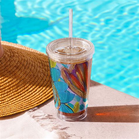 Clear Plastic Tumbler ©summer Florals 2025 By Clt Abstracts — Clt