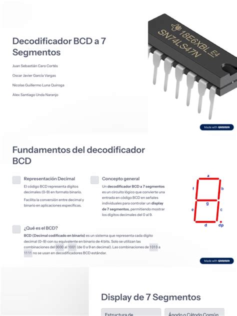 Decodificador Bcd A 7 Segmentos Pdf Decimal Codificado En Binario
