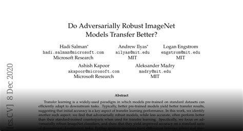 Paper Page Do Adversarially Robust Imagenet Models Transfer Better