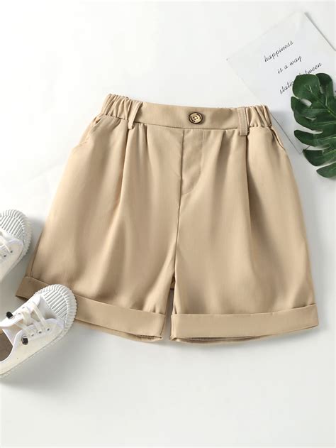 بنات بنطلون قصير ساق عريضة بحافة ملتف