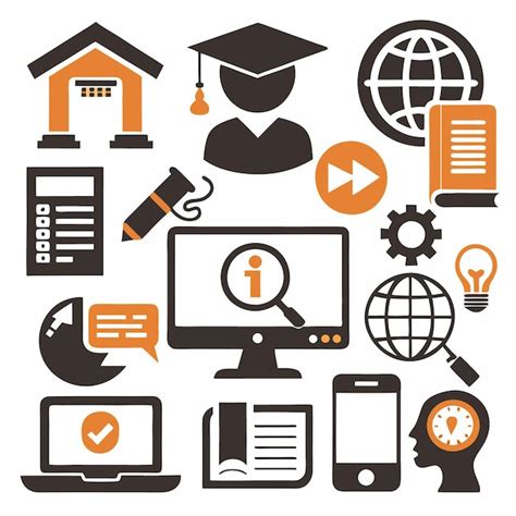 A Set Of 15 Simple Icons Representing Various Concepts Related To Education Technology And