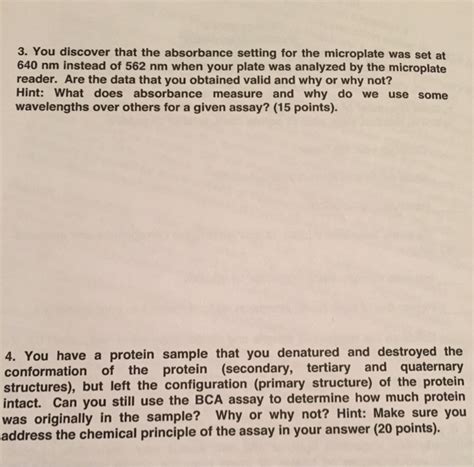 Solved Biochemistry Lab Questions Does Anyone Have Any Chegg
