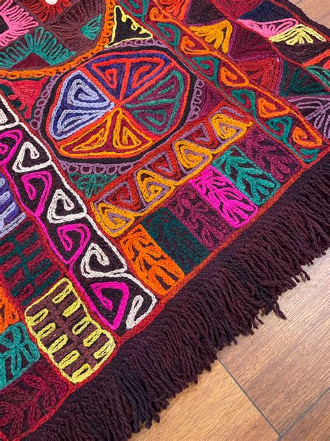 Small Marash Embroidered Arabic Kilim Vintage Samawa Iraq Syria Small