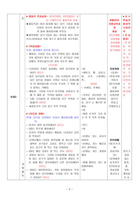 아동경험중심교육과정 기초를 둔 수업계획안 사회과학