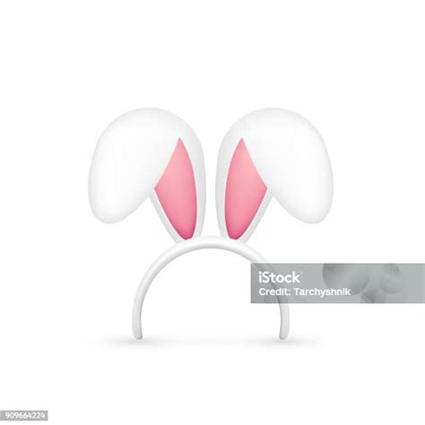 부활절 토끼 귀입니다 토끼 귀에 분홍색과 흰색 마스크입니다 봄 계절 귀여운 모자입니다 4 월 3 월 휴일 0명에 대한 스톡 벡터 아트 및 기타 이미지 Istock