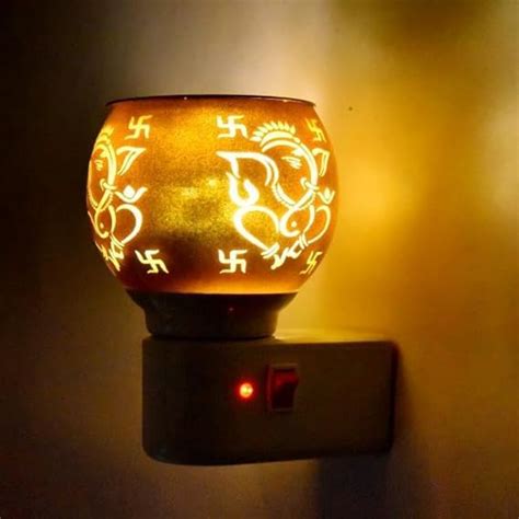 Spocky Dcor Ceramic Aroma Diffuser Kapoor Dani Cum Night Lamp Multi Functional Essential Oil